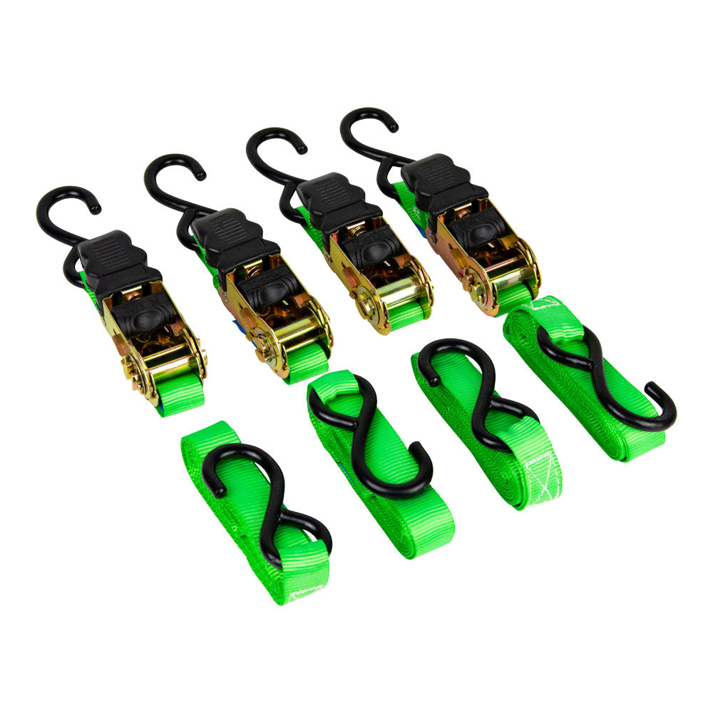 Monkey Grip Ratchet Tie Down 300KG Capacity 4M x 25mm - 4 Pack | Green ...